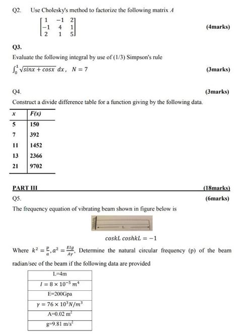 Solved Q2 Use Choleskys Method To Factorize The Following