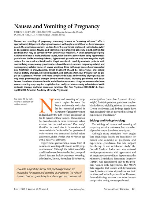 PDF Nausea And Vomiting Of Pregnancy