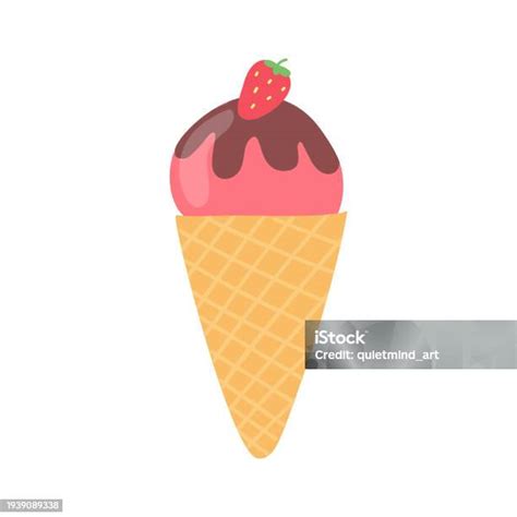아이스크림 콘 벡터 일러스트 레이 션은 흰색 배경에 고립되어 있습니다 손으로 그린 아이스크림 클립 아트 와 초콜릿 와 딸기 Popsicle Stick에 대한 스톡 벡터 아트