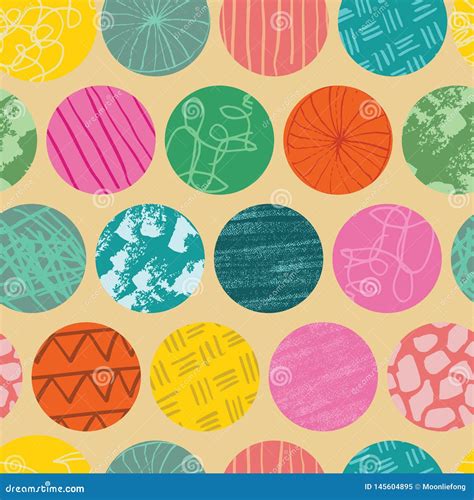 Doodle Circle Seamless Abstract Repeat Pattern Stock Vector