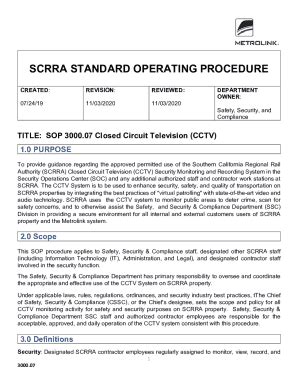Fillable Online SCRRA STANDARD OPERATING PROCEDURE AWS Fax Email