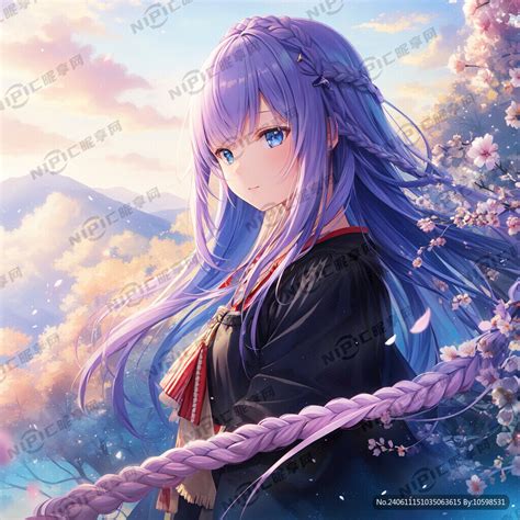 Ai创作图少女 彩色的长辫子 下巴微扬 阳光明媚 3d立体 二次元 超高清 昵图网