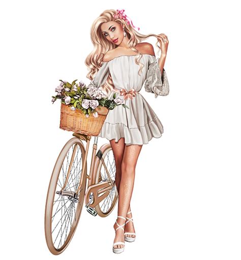 Cliparts From Anna Girl With A Bicycle Девушка с велосипедом Png