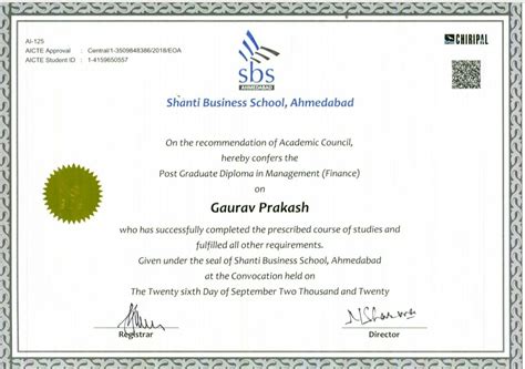Finally I Have Completed Pgdmfinance From Sbs Ahmedabad Gaurav Prakash