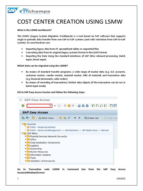 Cost Center Creation Using Lsmw Pdf Spreadsheet Software Development