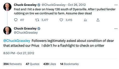 Assume Deer Dead Chuck Grassley Know Your Meme