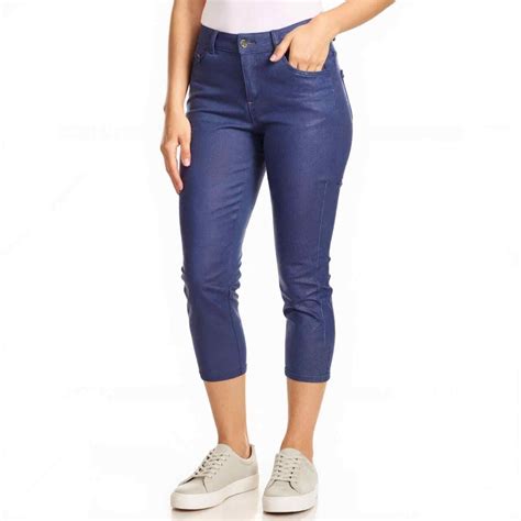 Couver Womens Ultra Stretch 5 Pocket Capri Jeggings Pull On Denim Look