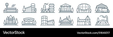 Icon Line Architecture Modern City Building Vector Image