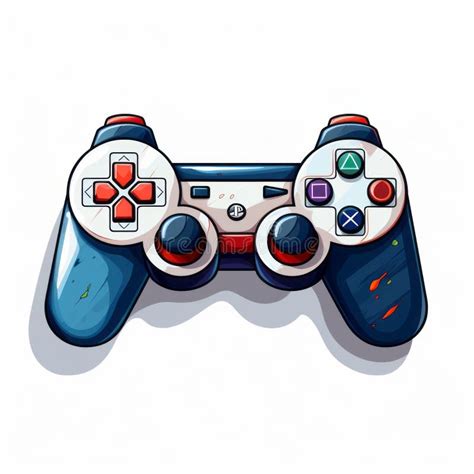 Colorful Handdrawn Gamepad Illustration With Ps1 Graphics Stock