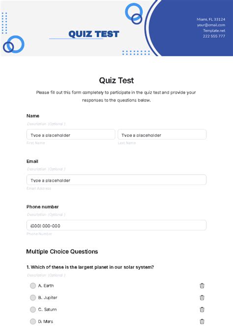 free unit test plan template to edit online