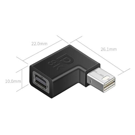Right Angle Mini Displayport Extender To Female Adapter