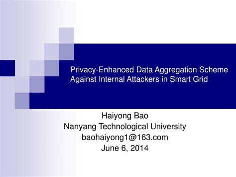 Ppt Privacy Enhanced Data Aggregation Scheme Against Internal