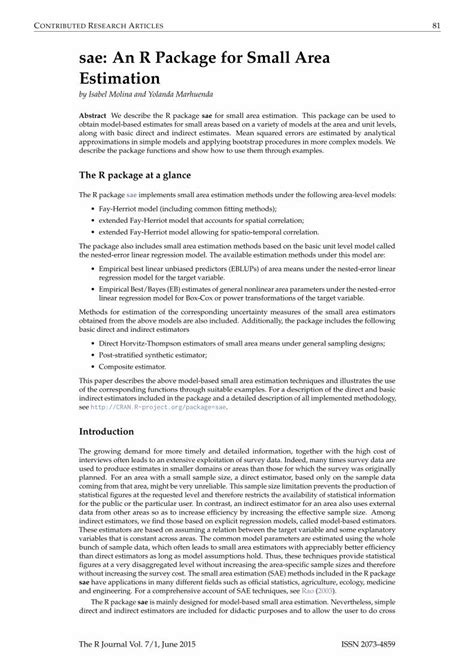 Pdf Sae An R Package For Small Area Estimation Dokumen Tips