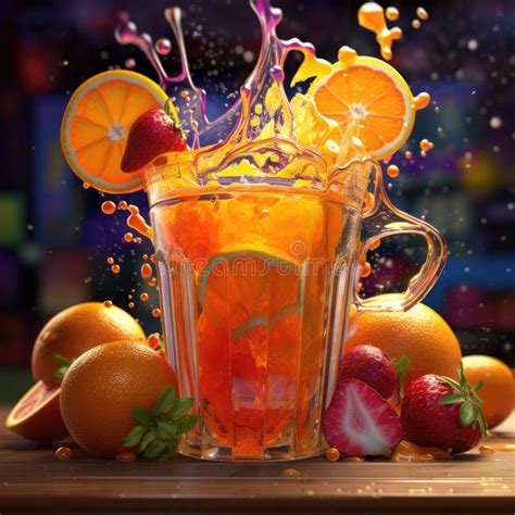 A Glass Of Fresh Orange Juice With A Slice Orange And Slice