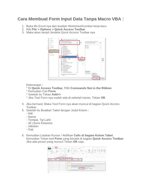 Cara Membuat Form Input Data Tanpa Macro Vba Pdf