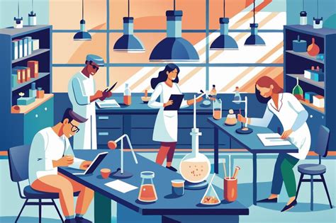 Premium Vector Chemistry Lab Synthesizing New Compounds And Materials
