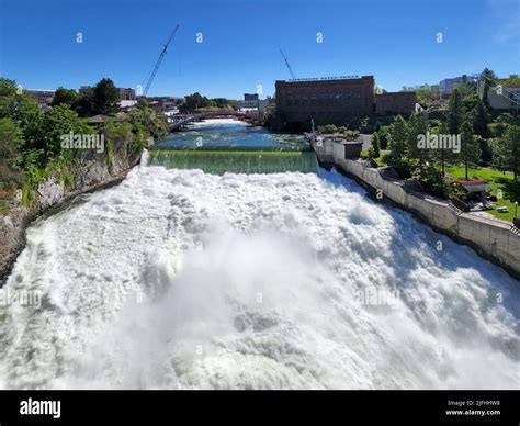 Lower Spokane Falls And Huntington Park In Downtown Spokane Washington