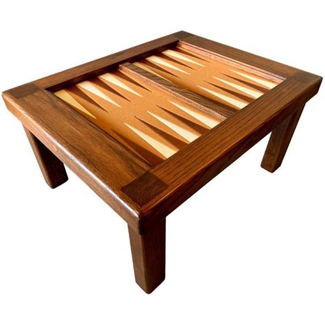Vintage Backgammon Table With Leather Triangles