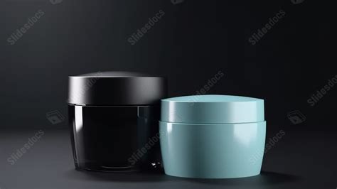 무료 미용 제품을 위한 3d 렌더링된 화장품 용기 모형 맞춤형 알루미늄 원형 주석 Ppt 배경 Slidesdocs