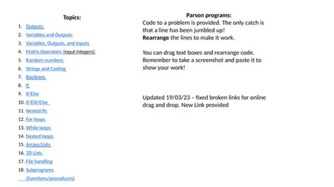 Python Parsons Problems Hard Teaching Resources