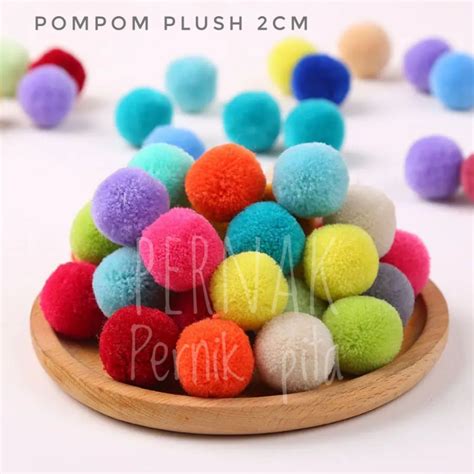 Jual 1 Pcs Pompom Plush Benang Wool Halus 2cm Bahan Diy Craft Kerajinan Pom Pom Cherry