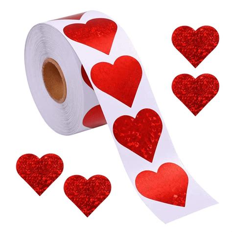 500pcsroll Heart Shaped Stickers Valentines Day Stickers Envelope