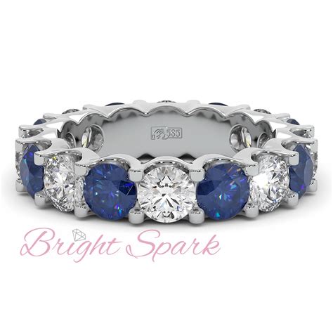 Кольцо с сапфирами и муассанитами 4мм по кругу Zarina 4 карата – купить ...