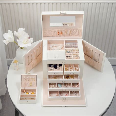 Casegrace หรูหราขนาดใหญ่หนัง Pu กล่องเครื่องประดับออแกไนเซอร์สาว5ชั้นต่างหูแหวนสร้อยคอกรณีการจัด