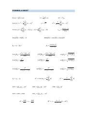 FORMULA SHEET Midterm Pdf FORMULA SHEET