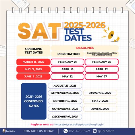 College Board คอนเฟิร์มรอบสอบ Sat ประจำปี 2025 2026 Edusmith