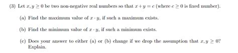 Solved Let X Y Be Two Non Negative Real Numbers So Chegg Com