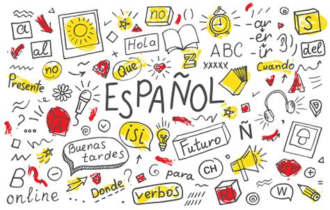 Español 통역사 언어 온라인 스페인어 학습 개념 벡터 일러스트레이션 낙서 교육 강좌에 대한 스톡 벡터 아트 및 기타 이미지 교육 강좌 대학교 개념과 주제