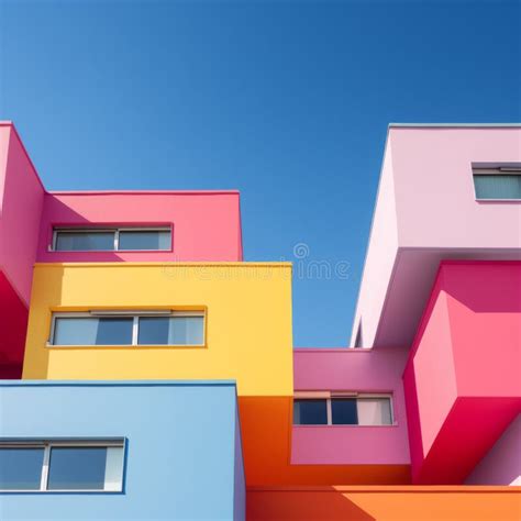 Edificios De Colores Arquitectura Moderna Abstracta Estilo Minimalista