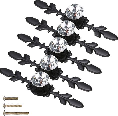 Hyke Drawer Dresser Knobs Pull Handleslarge Size Black Diamond Clear Crystal Glass Decorative