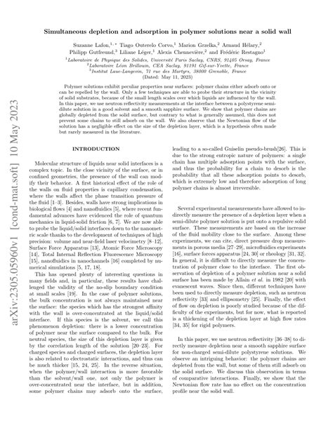 Pdf Simultaneous Depletion And Adsorption In Polymer Solutions Near A Solid Wall
