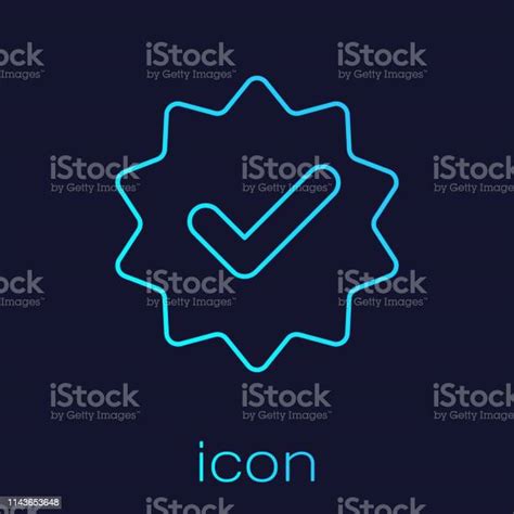 청록색 승인 또는 리본 및 체크 표시 라인 아이콘 파란색 배경에 고립 된 인증 메달 벡터 일러스트 라벨에 대한 스톡 벡터 아트 및 기타 이미지 Istock