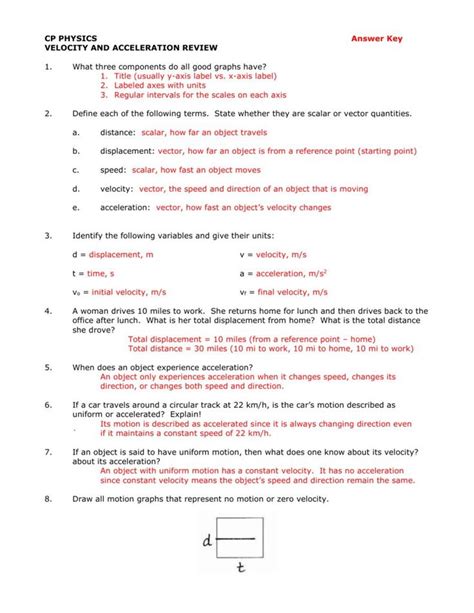 Speed Velocity And Acceleration Calculations Worksheet Answers Key Physics Answers Word