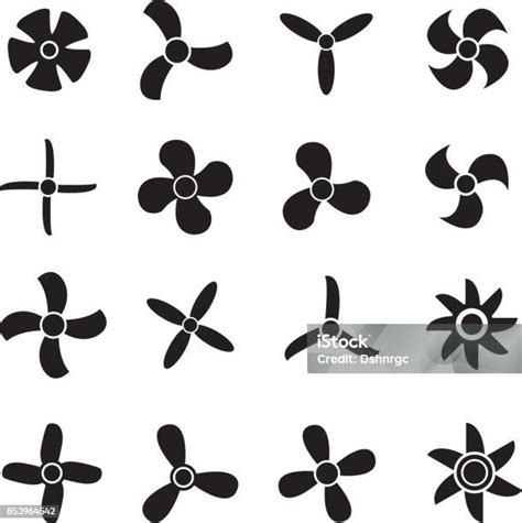 추진기 또는 팬 터빈 엔진 벡터 아이콘 설정에 고립 된 흰색 배경 프로펠러에 대한 스톡 벡터 아트 및 기타 이미지 프로펠러 아이콘 선풍기 전기 설비 Istock