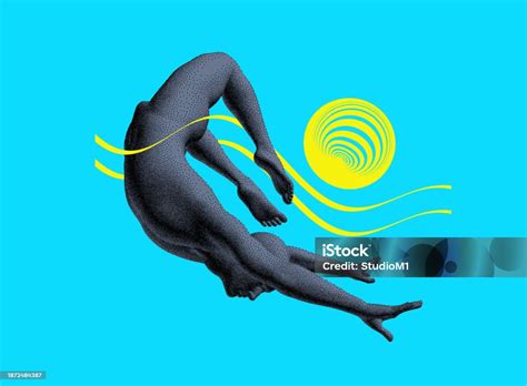 남자는 물 속으로 뛰어든다 창의적인 수영 디자인 컨셉 수상 스포츠 경기의 상징 픽셀 아트3d 벡터 일러스트 레이 션 배너 전단지 포스터 표지 또는 브로셔 3차원 형태에 대한