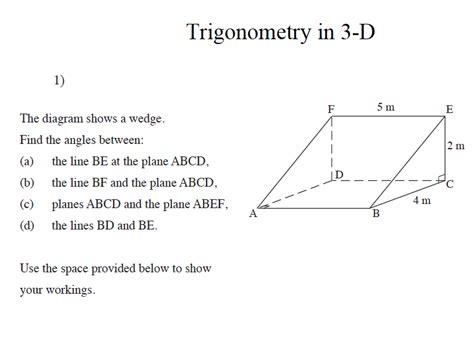 Gcse Maths Revision Trigonometry In 3d Teaching Resources