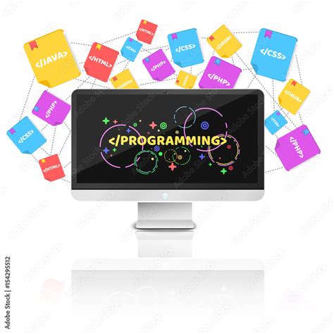 Modern Computer On A White Background Mirror Reflection Multicolored