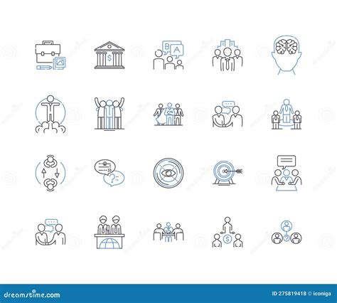 Strategic Collaboration Line Icons Collection Synergy Cohesion