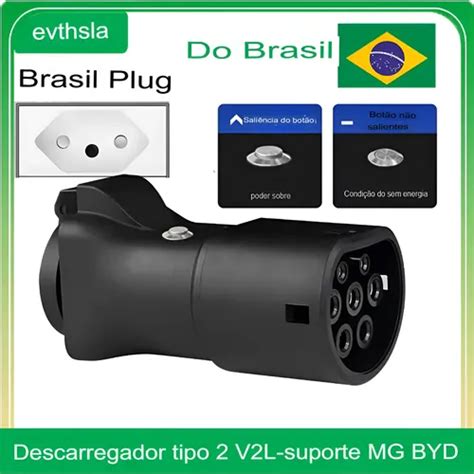 Adaptador De Descarga V2l Para Carro Elétrico Tipo 2 Byd Gwm Frete Grátis