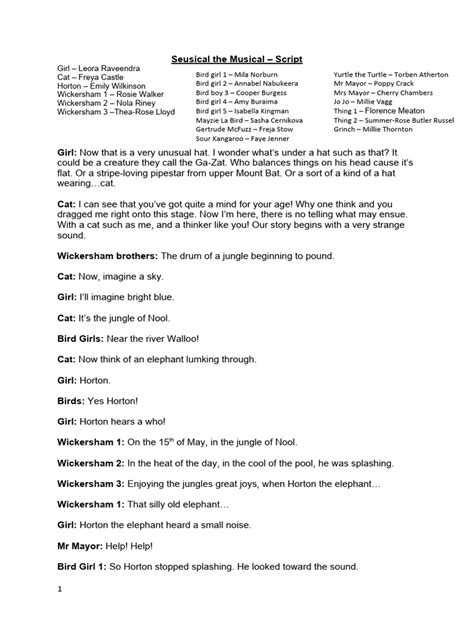 Seusical The Musical Script Pdf