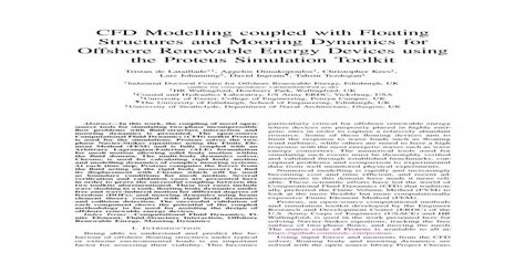 Pdf Cfd Modelling Coupled With Floating Structures And Mooring