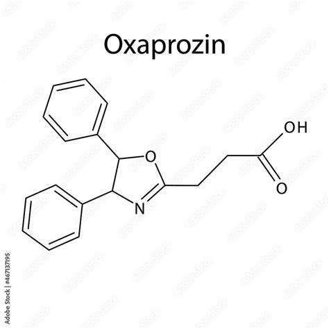 Oxaprozin Molecular Structure Flat Skeletal Chemical Formula Nsaid Drug Used To Treat