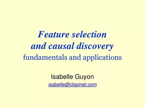 Ppt Feature Selection And Causal Discovery Fundamentals And