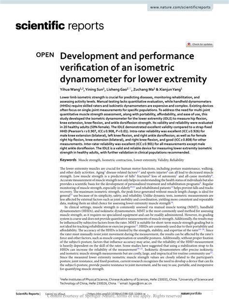 Pdf Development And Performance Verification Of An Isometric Dynamometer For Lower Extremity