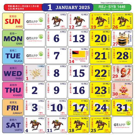 2025年马来西亚跑马日历 Calendar Malaysia