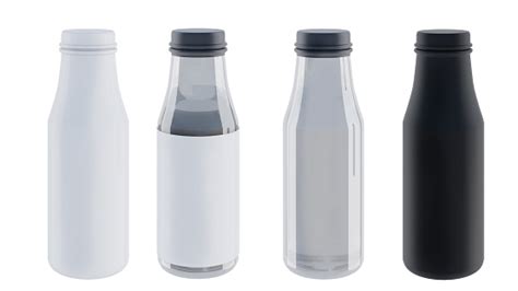 검은 병 뚜껑 투명 플라스틱 병 흰색 라벨물건이나 물을 넣어 흰색 배경에 고립 3d 렌더링 0명에 대한 스톡 사진 및 기타 이미지 Istock